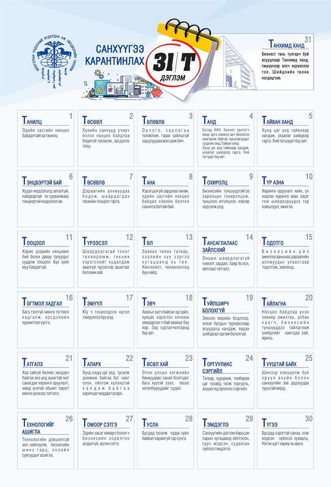 Хорио цээрийн үед санхүүгийн сахилга батаа сайжруулах сарын дэглэм-"31/Т” - Eguur.MN